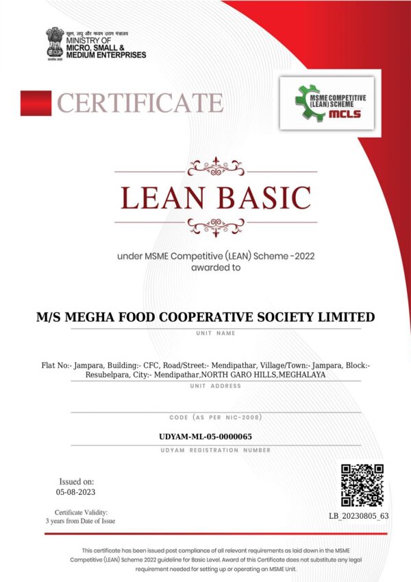 Lean Certification for Megha Food Cooperative Society - Megha Mushrooms